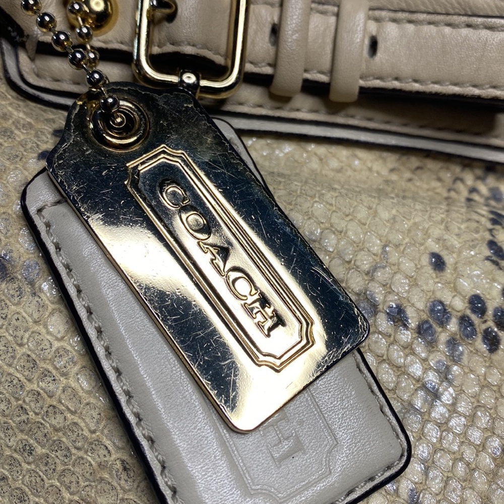 Coach Madison Lindsey Bag Embossed Metallic Python - Gem